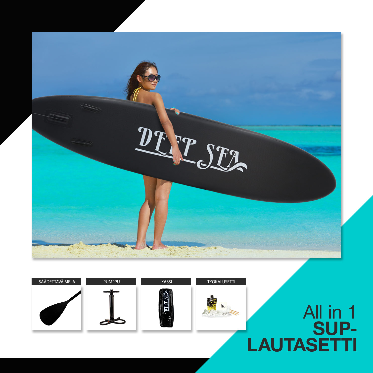 Deep Sea SUP Board Set XXL (330cm), schwarz - 179,00